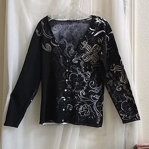 Pierri New York | Sweaters | Pierri New York Black White Beaded Button ...